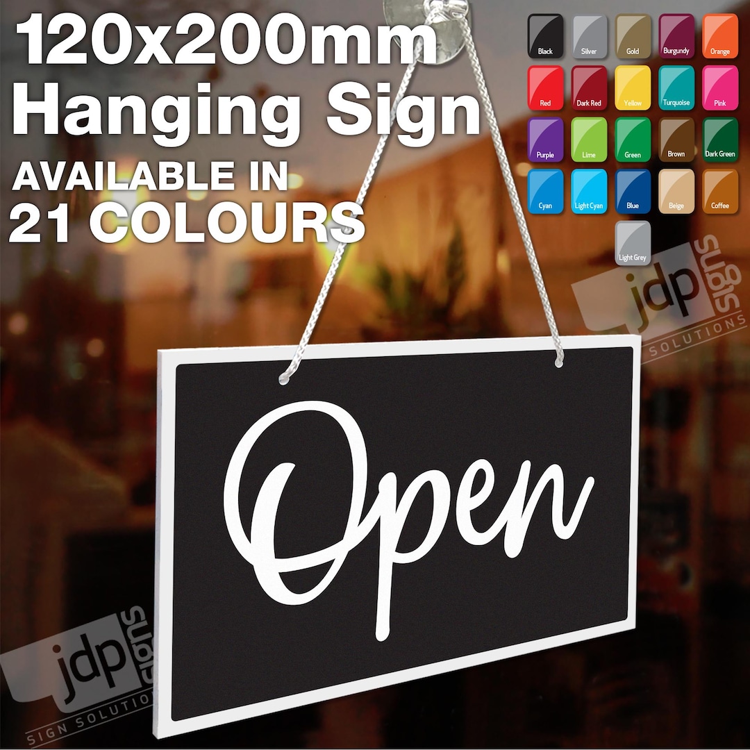 Open Closed Script Handwritten 3mm Rigid 120mm X 200mm Sign, Shop ...