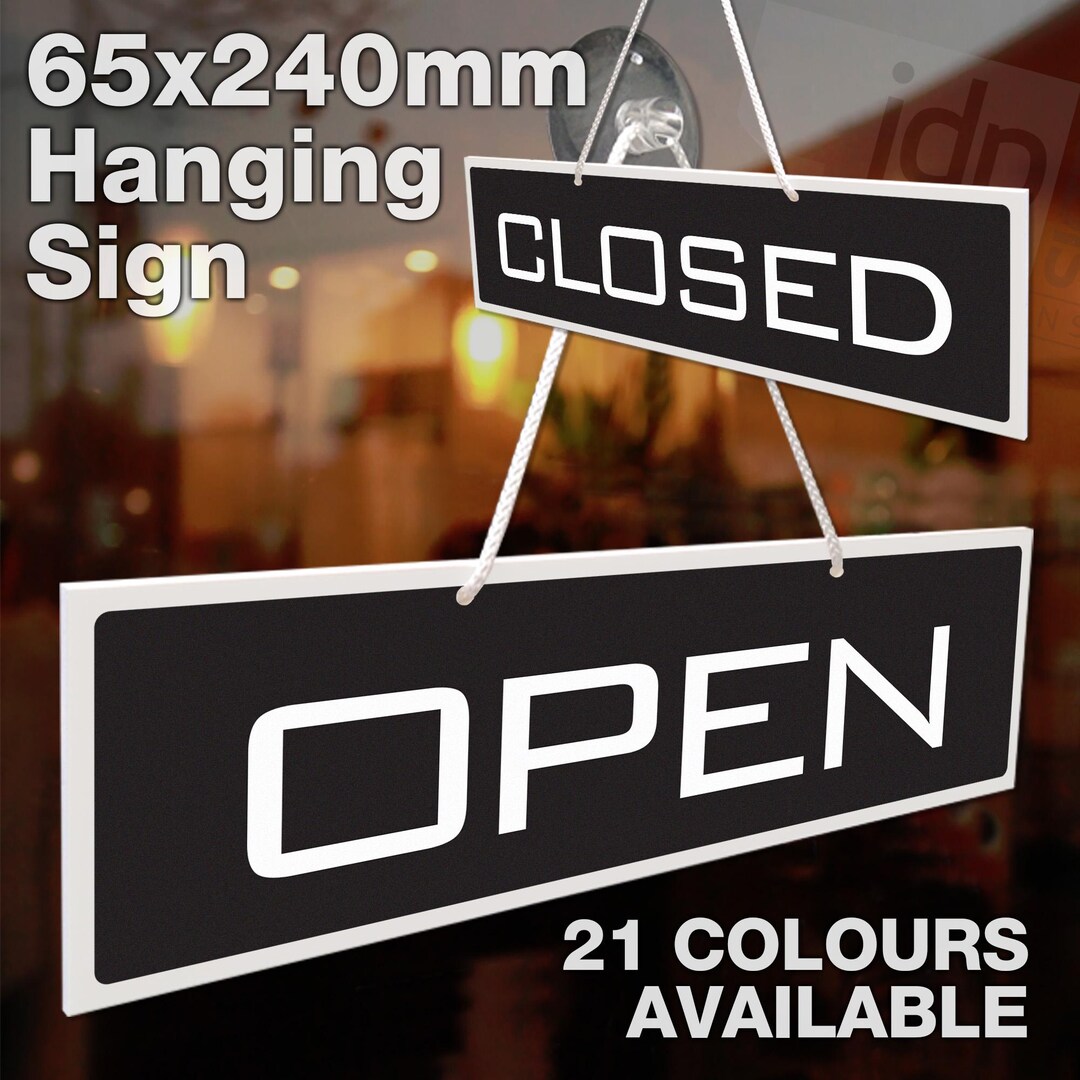 Open and Closed 3mm Rigid Hanging Sign 65mm X 240mm, Shop Window Door ...