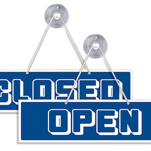 Open and Closed 3mm Rigid Hanging Sign 65mm X 240mm, Shop Window Door ...