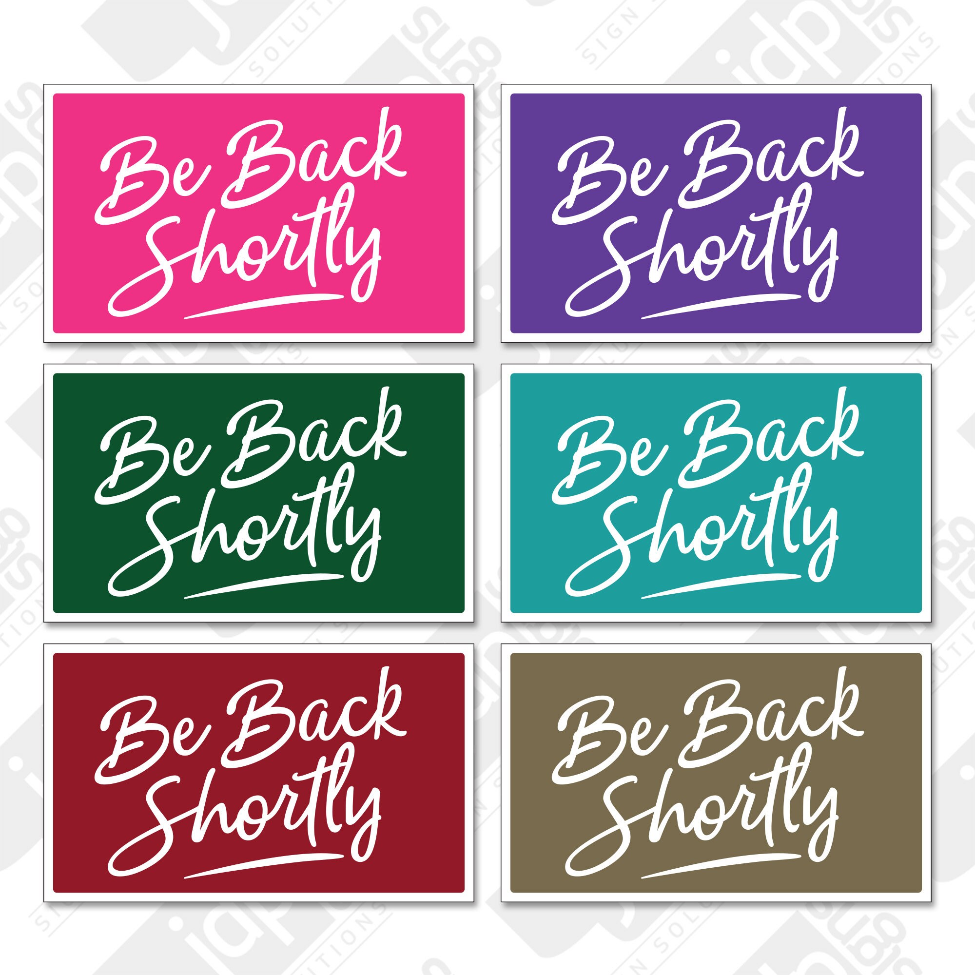 Be Back Shortly 3mm Rigid Hanging 120mm X 200mm Sign Shop - Etsy