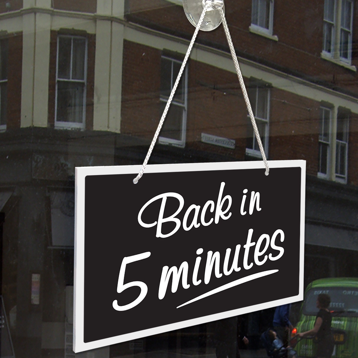 Back in 5 Minutes 3mm Rigid Hanging 120mm X 200mm Sign Shop | Etsy UK