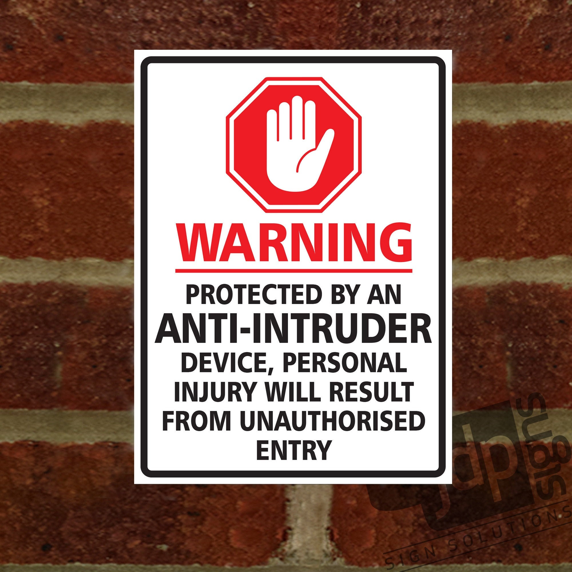 Warning - Protected by an Anti-intruder Device - External 3mm Rigid PVC ...