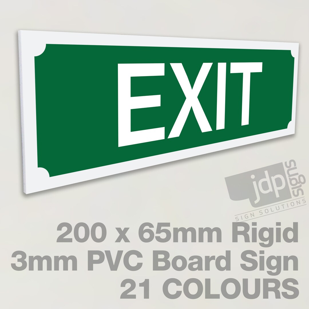 Exit 3mm Rigid PVC Board Sign - 21 Colours - Etsy