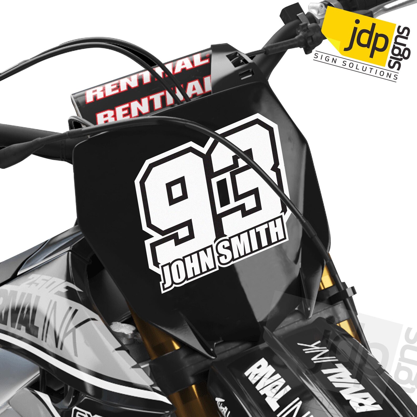 3 X Custom Race Numbers and Name Stickers Motocross Kart Decals Mx Dirt ...