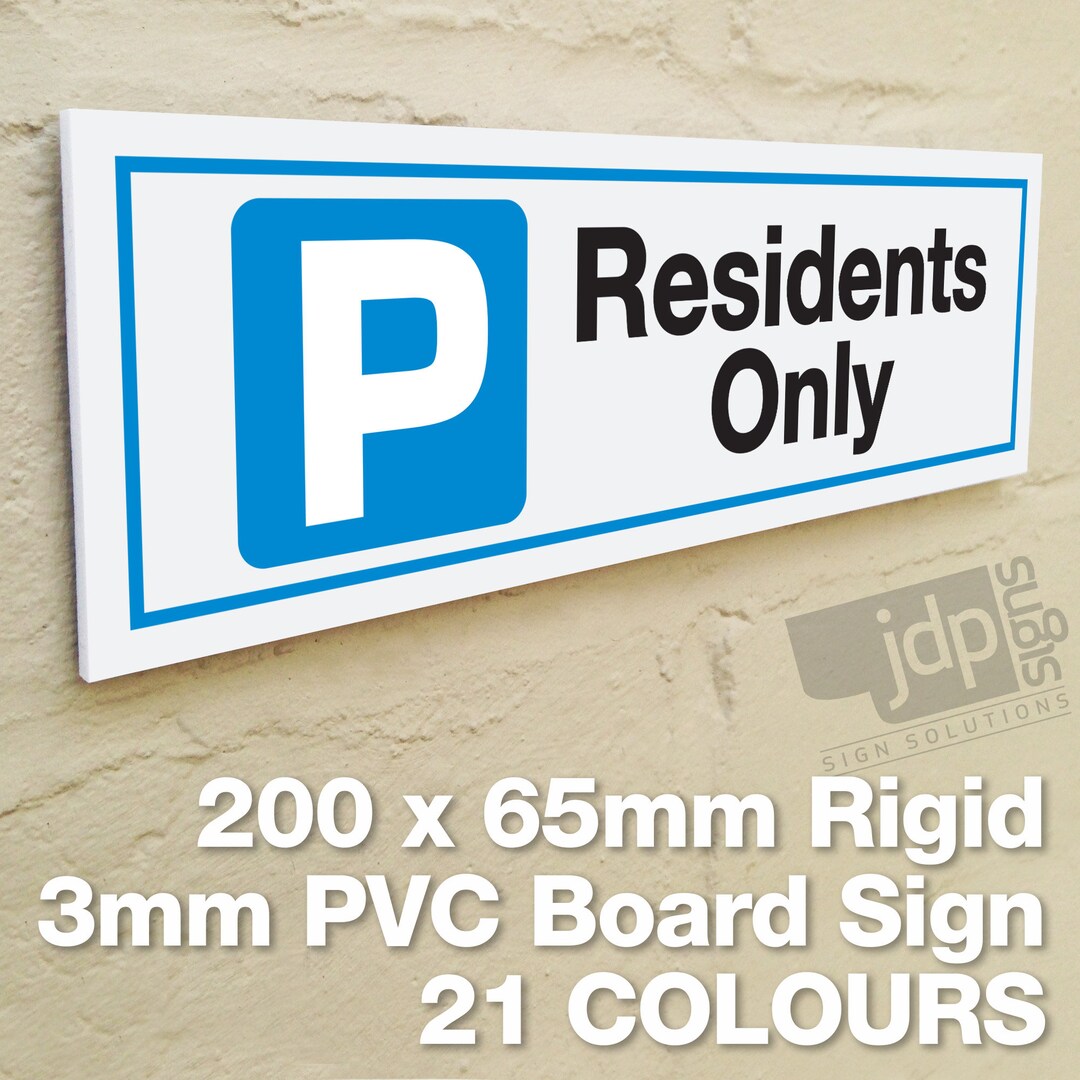 Residents Only Parking 3mm Rigid PVC Board Sign - Etsy UK