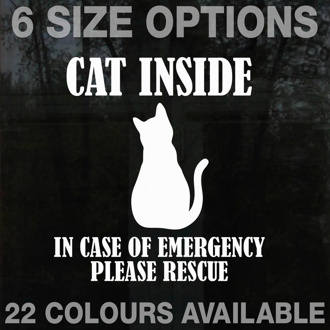 Emergency Cat Rescue Window Door Sticker - Pets Inside Rescue Decal - 6 ...