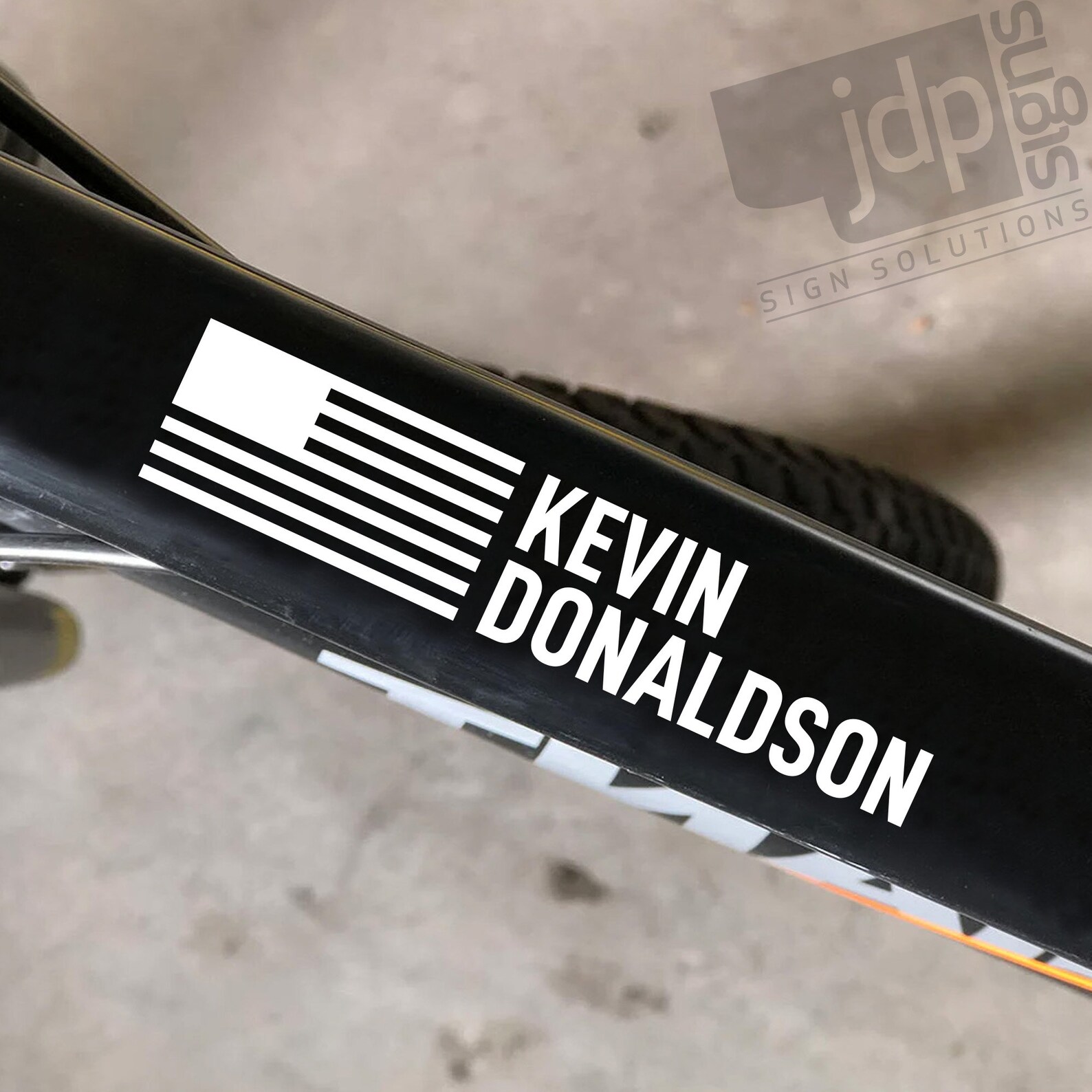 X2 Personalised USA Flag Bike Frame Name Stickers Vinyl Decal Cycle ...