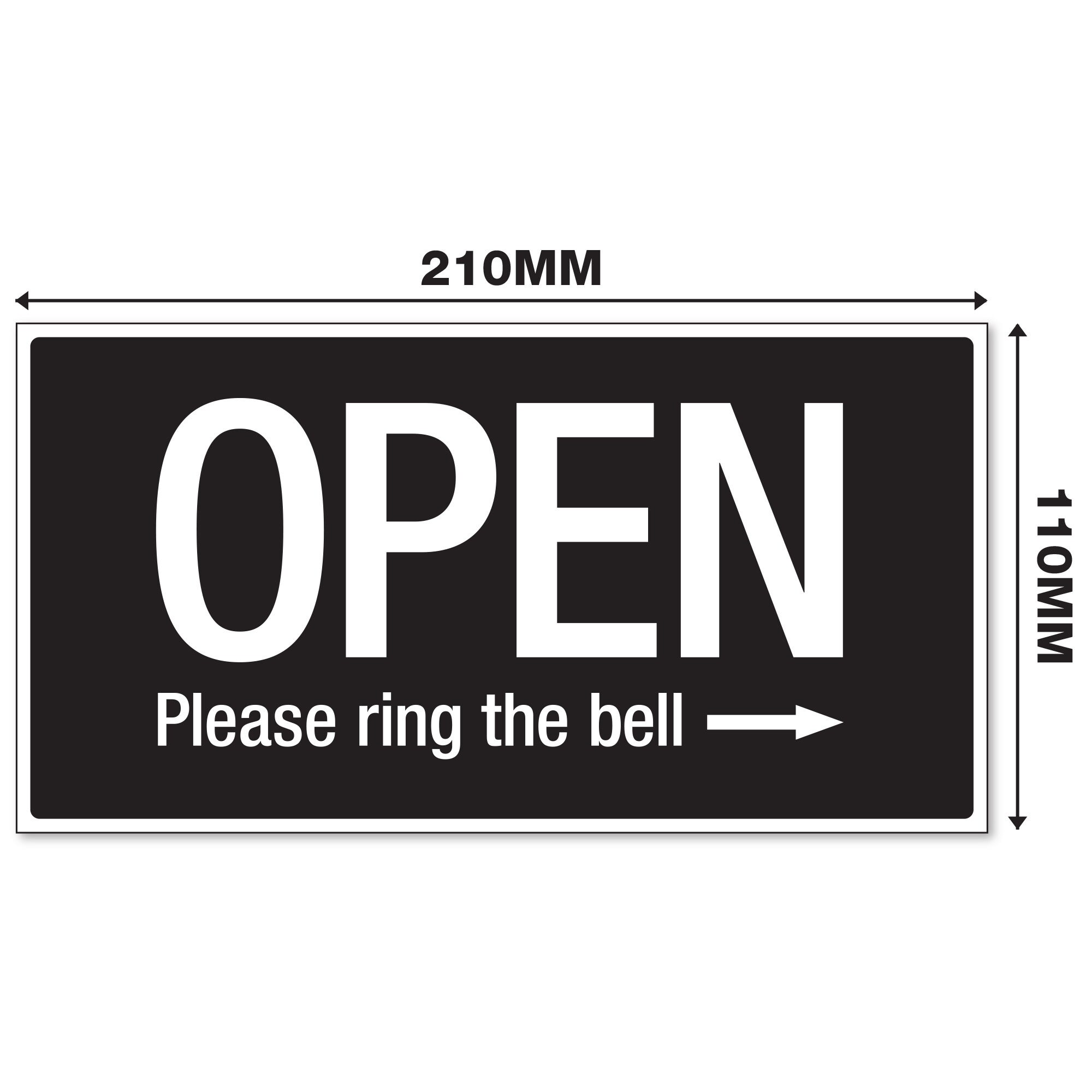 Open Please Ring the Bell / Closed 3mm Rigid 110mm X 210mm Sign, Shop ...
