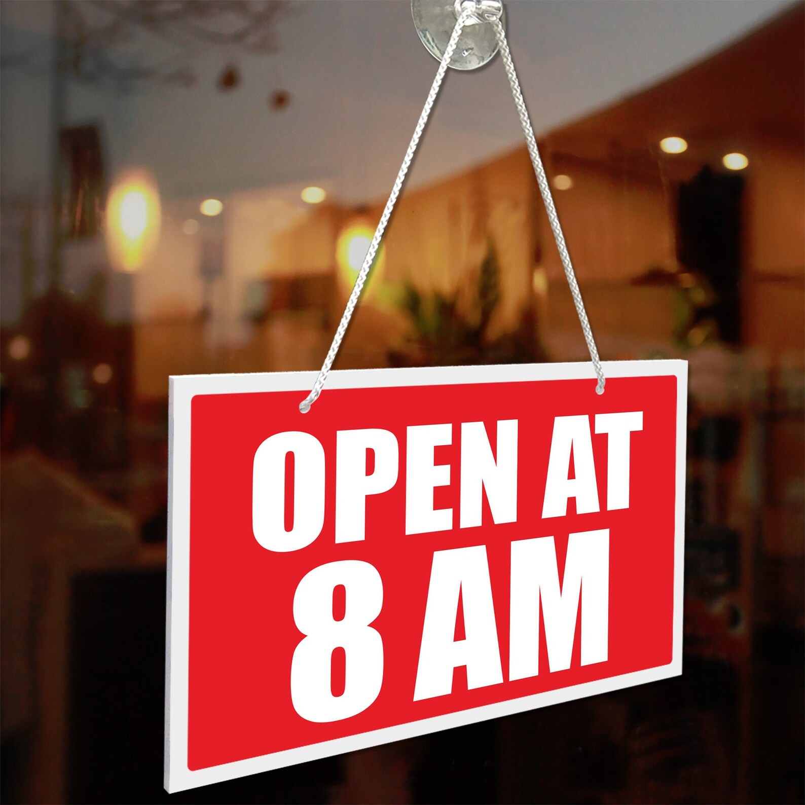 Open at 8AM 3mm Rigid 120mm X 200mm Sign Shop Window Door | Etsy