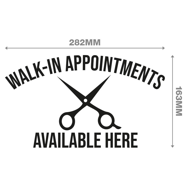 MEDIUM Walk in Appointments Available Here Window Door Barber Hair ...