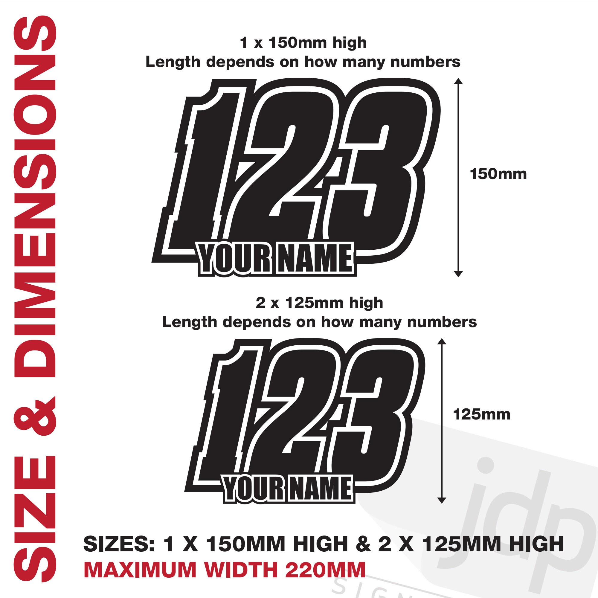 3 X Custom Race Numbers and Name Stickers Motocross Kart Decals Mx Dirt ...