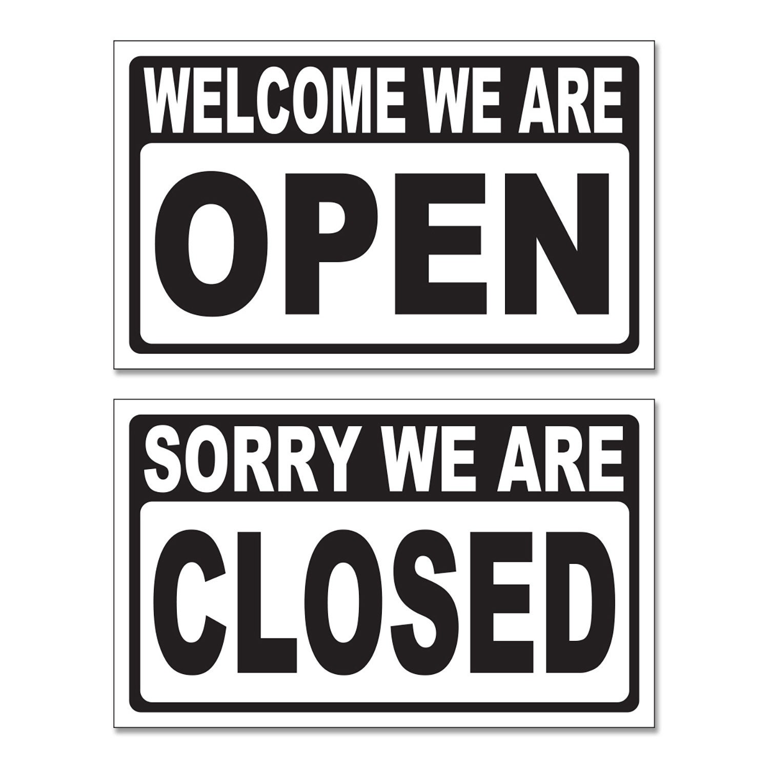 Large Welcome We Are Open / Sorry We Are Closed 3mm Rigid 140mm X 230mm ...