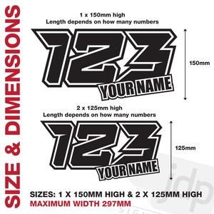3 X Custom Race Numbers and Name Stickers Motocross Kart Decals Mx Dirt ...