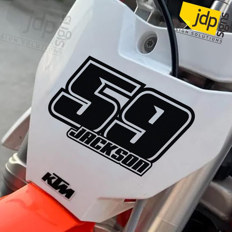 3 X Custom Race Numbers and Name Stickers Motocross Kart Decals Mx Dirt ...