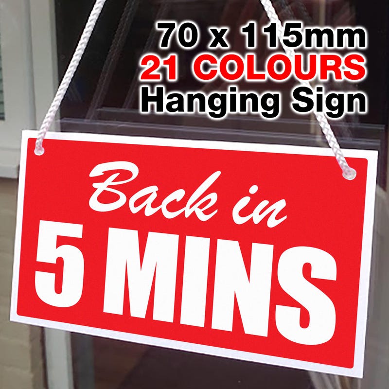 Be Back in 5 Minutes Sign - Etsy