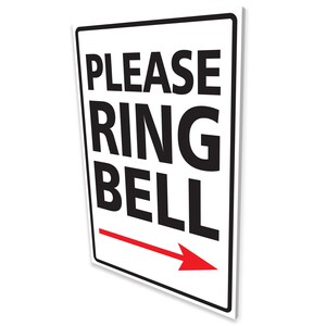 Small Please Ring Bell - Right Arrow Pointing - External 3mm Rigid PVC ...