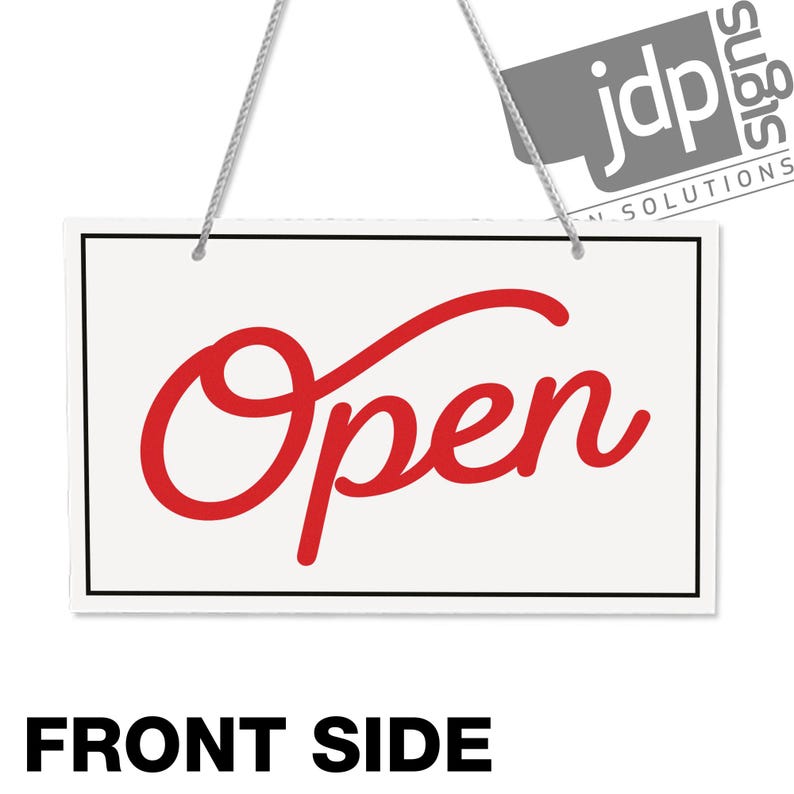 Open Closed 3mm Rigid PVC White Shop Door Window Sign With Suction Cup ...