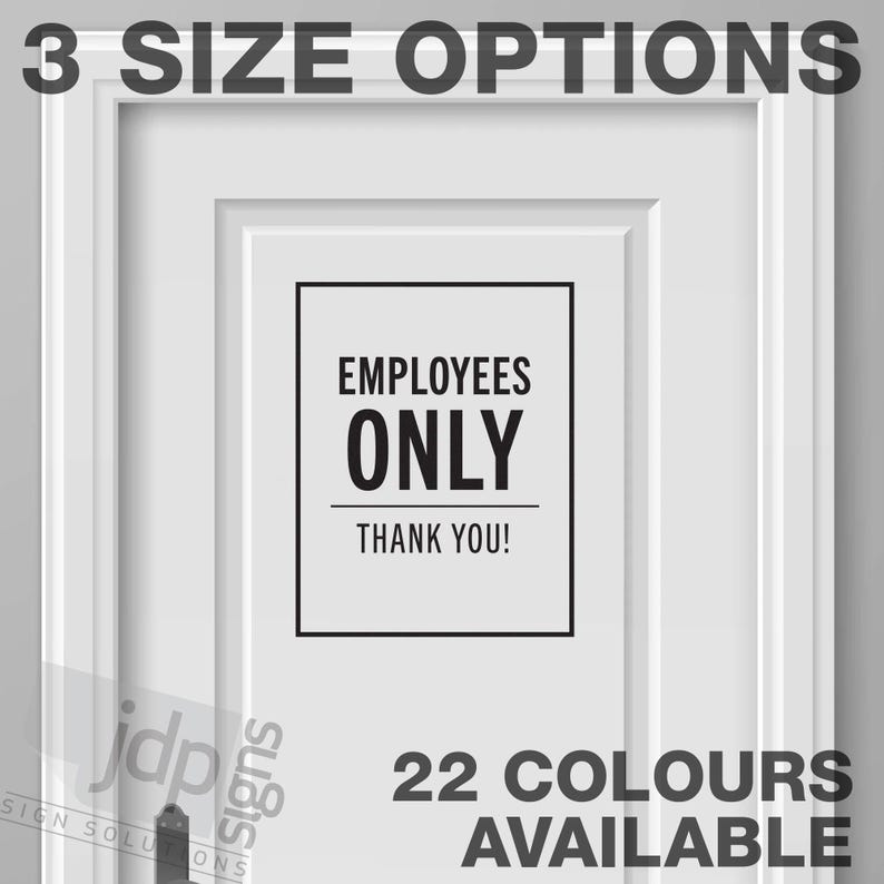 Employees Only - Thank You Window Door Wall Sticker Decal - 22 Colours ...