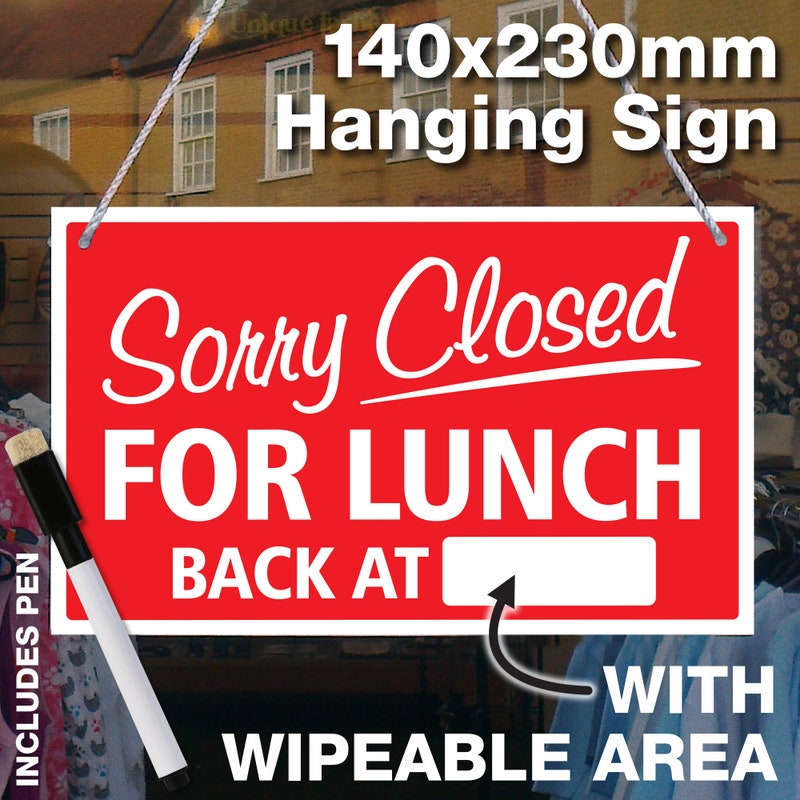Closed for Lunch Be Back Sign - Etsy