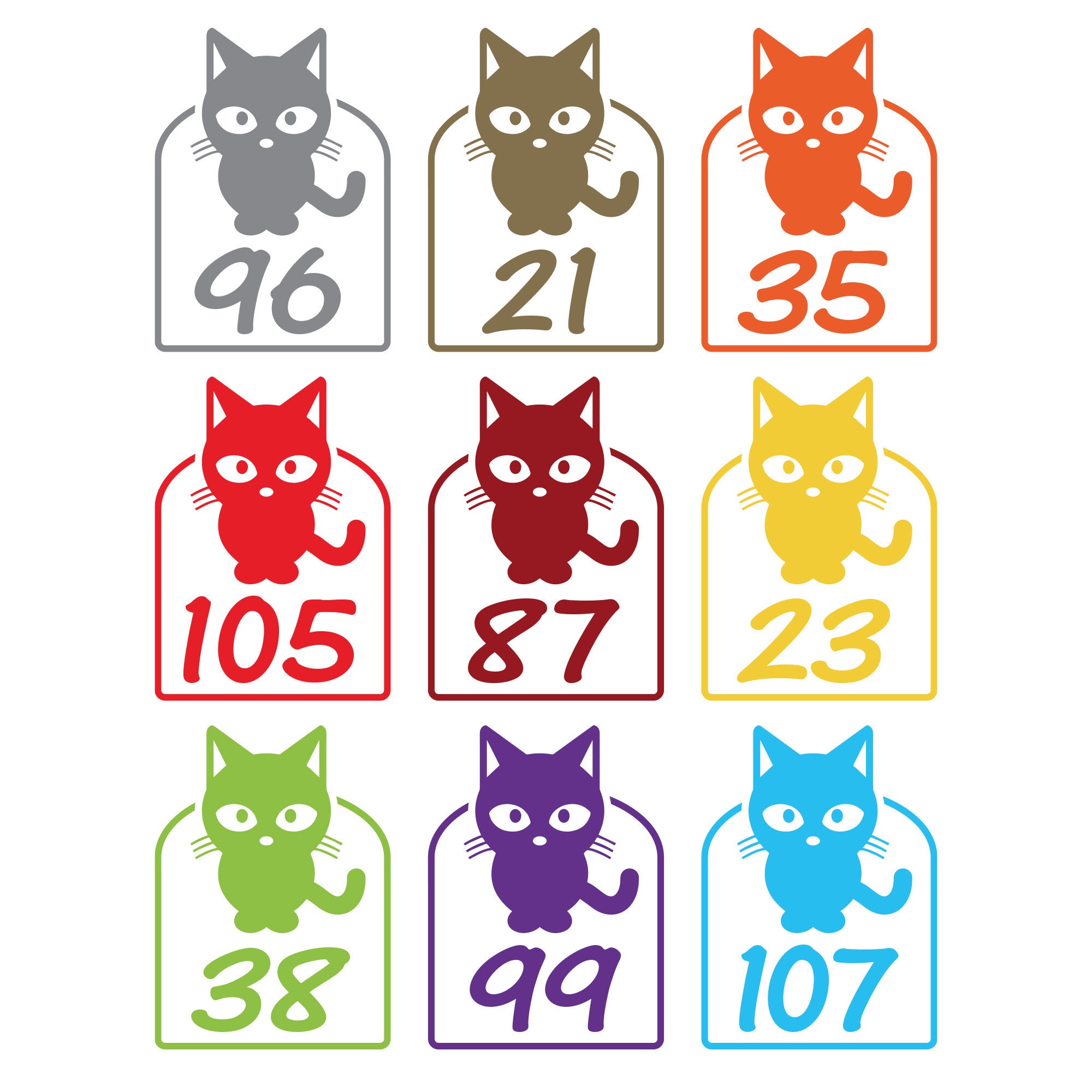 Wheelie Bin House Number Cat Custom Vinyl Sticker 21 Colours | Etsy UK