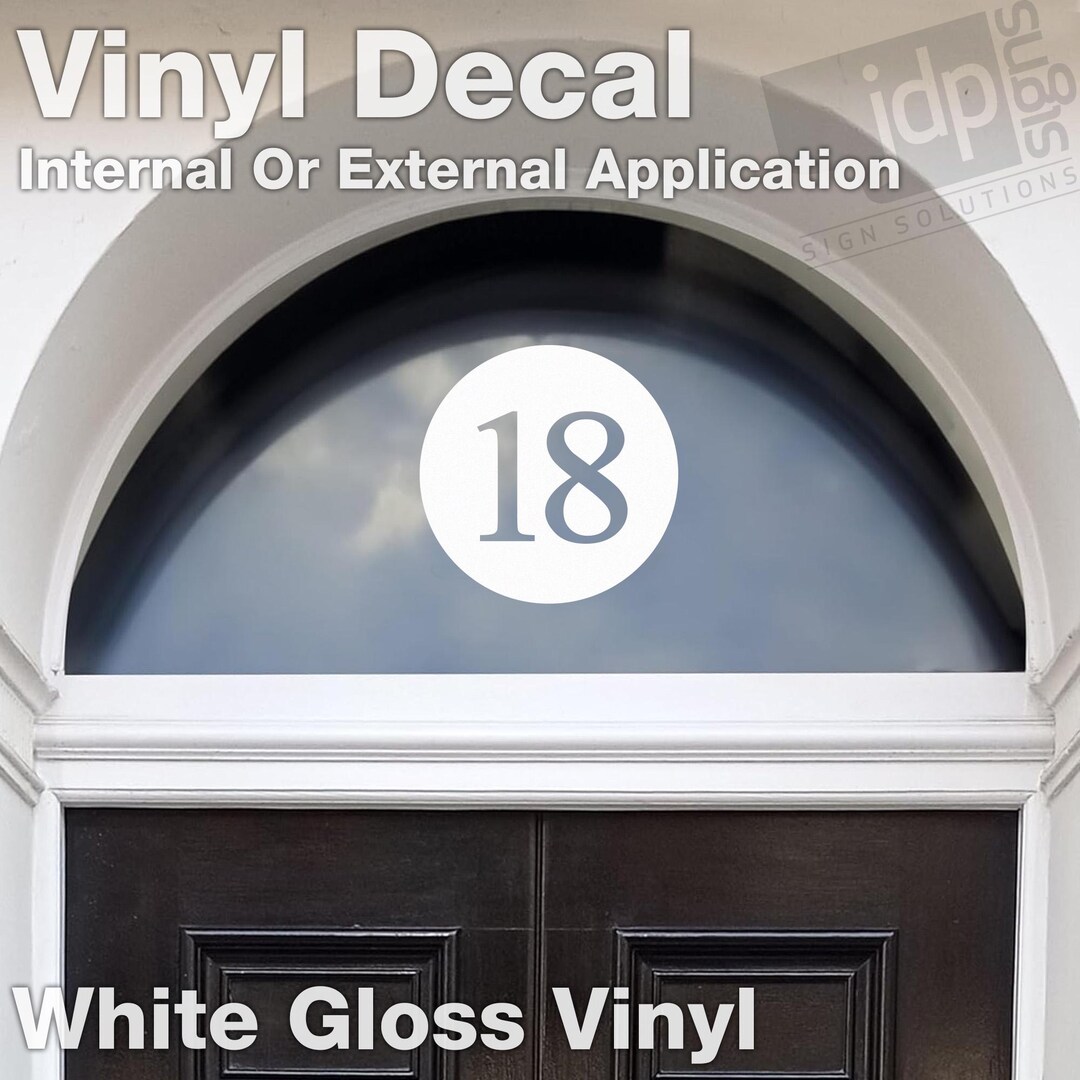 White Fanlight Door House Number Vinyl Decal Sticker - 3 Size Options ...