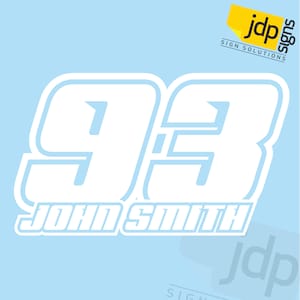 3 X Custom Race Numbers and Name Stickers Motocross Kart Decals Mx Dirt ...