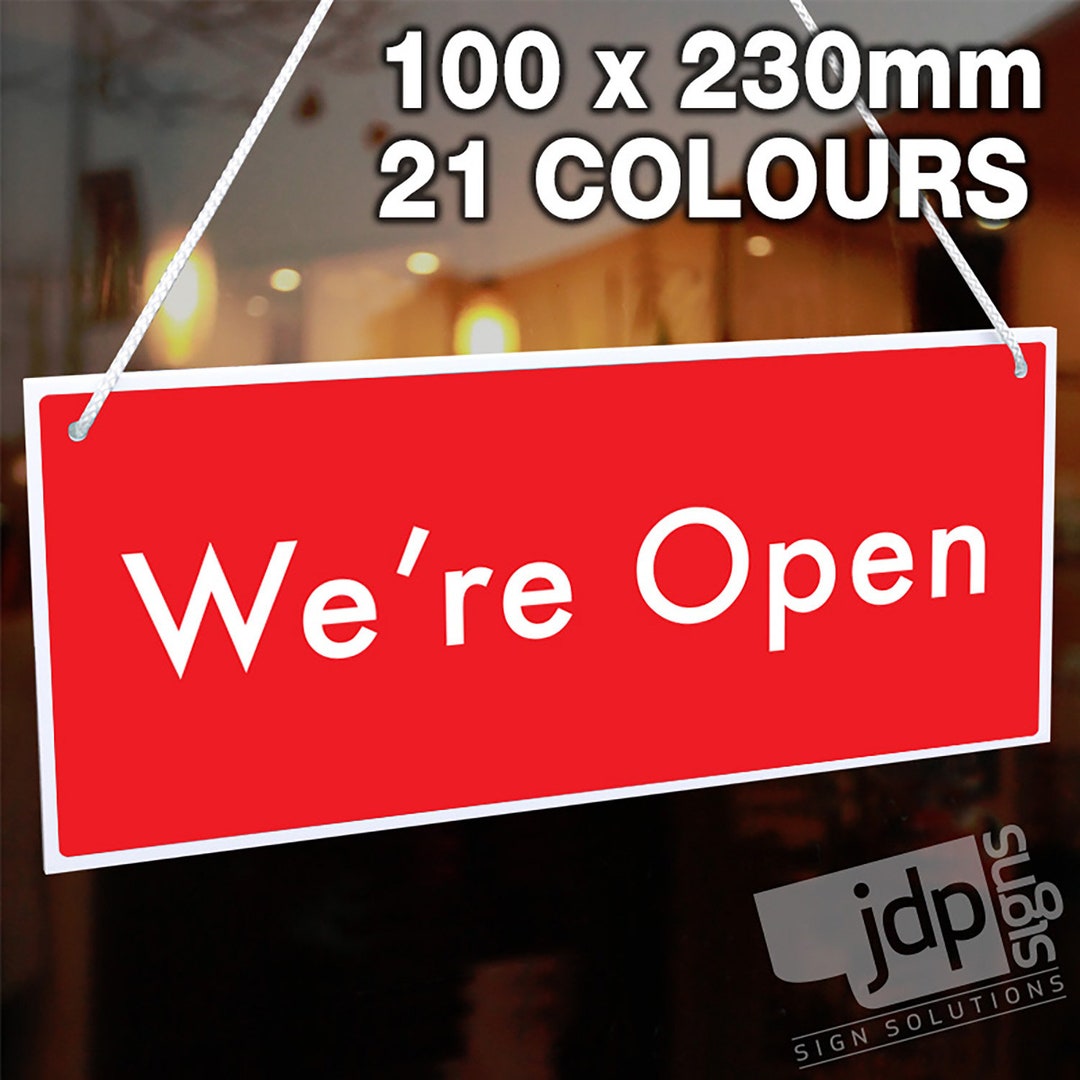 We're Open / Closed 3mm Rigid 100mm X 230mm Sign, Shop Window Door - 21 ...
