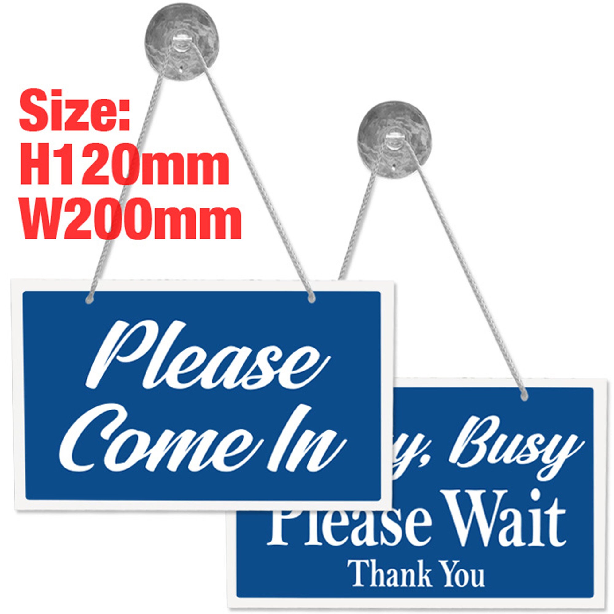 Please Come In, Sorry Busy, Please Wait Double Sided 3mm Rigid Hanging ...