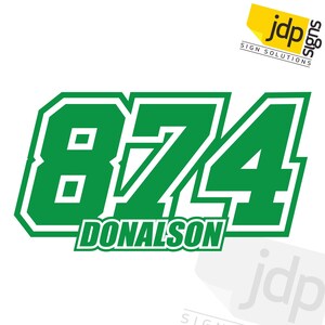3 X Custom Race Numbers and Name Stickers Motocross Kart Decals Mx Dirt ...