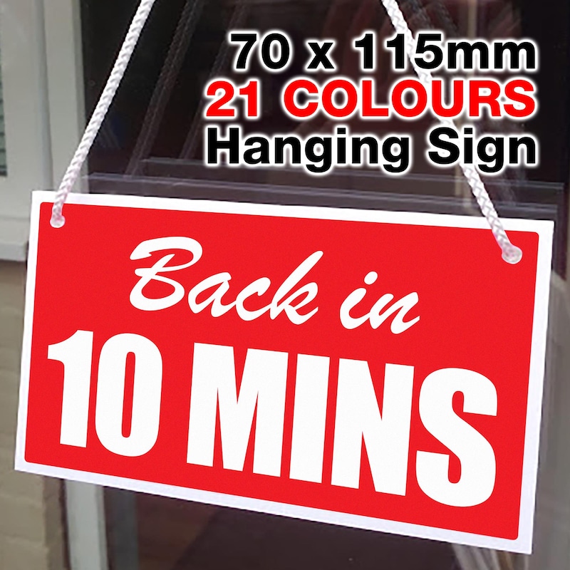 Be Back in 10 Minutes Sign - Etsy