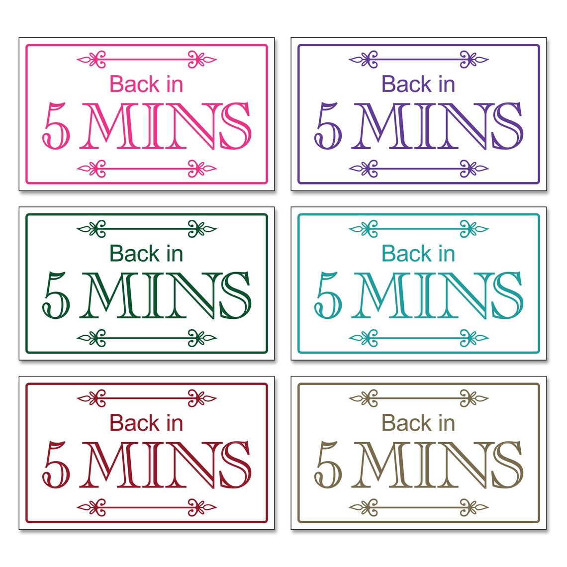 Back in 5 Mins 3mm Rigid 120mm X 200mm Sign 5 Minutes Shop - Etsy UK