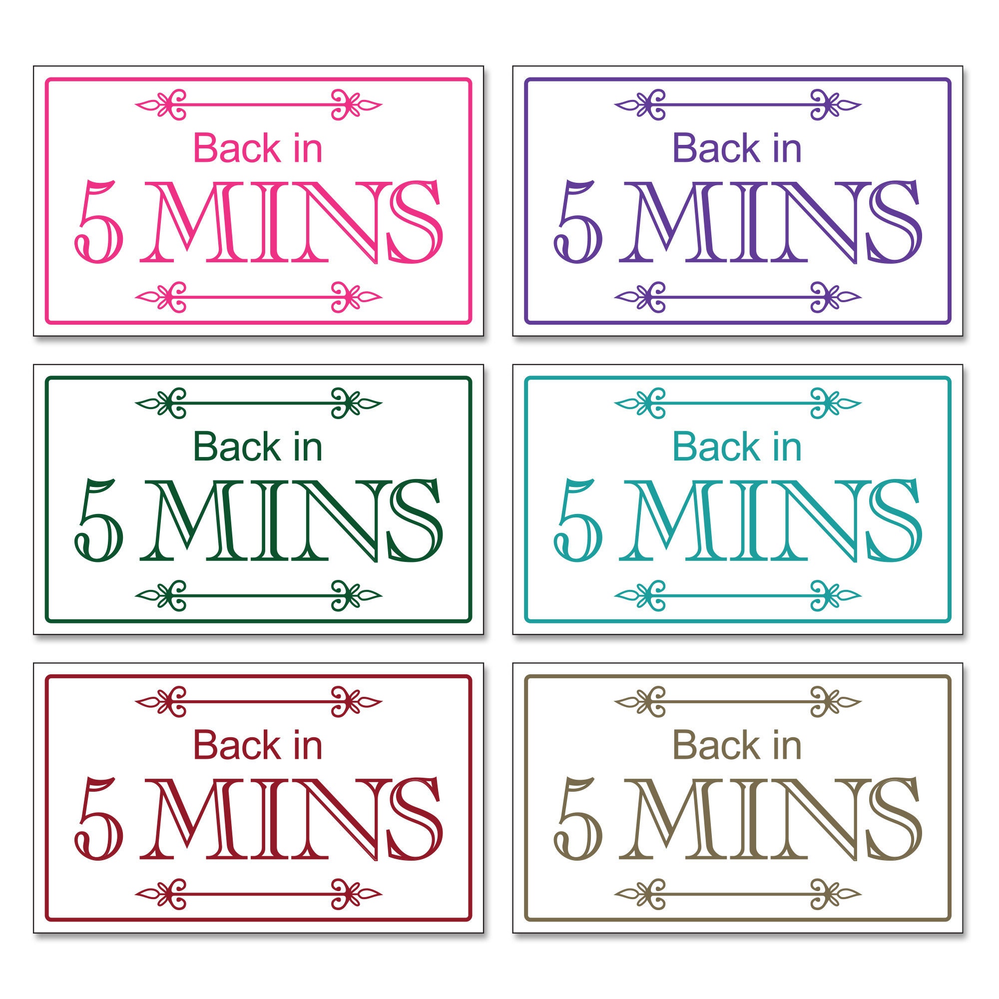 Back in 5 Mins 3mm Rigid 120mm X 200mm Sign 5 Minutes Shop - Etsy UK