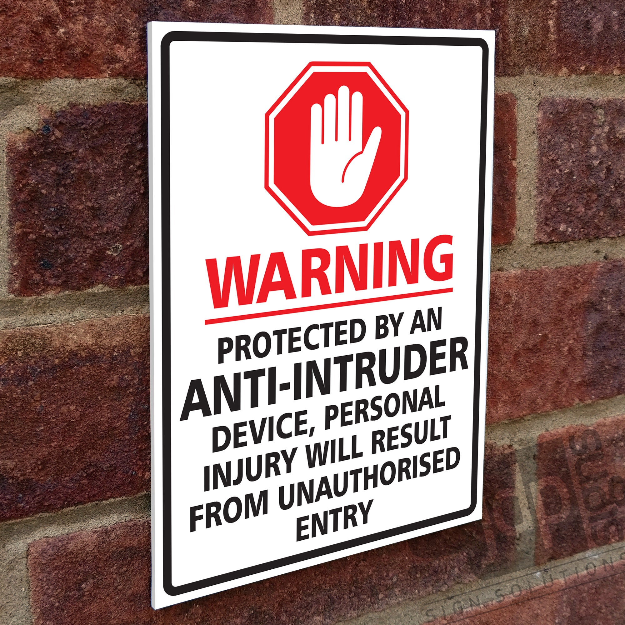Warning - Protected by an Anti-intruder Device - External 3mm Rigid PVC ...