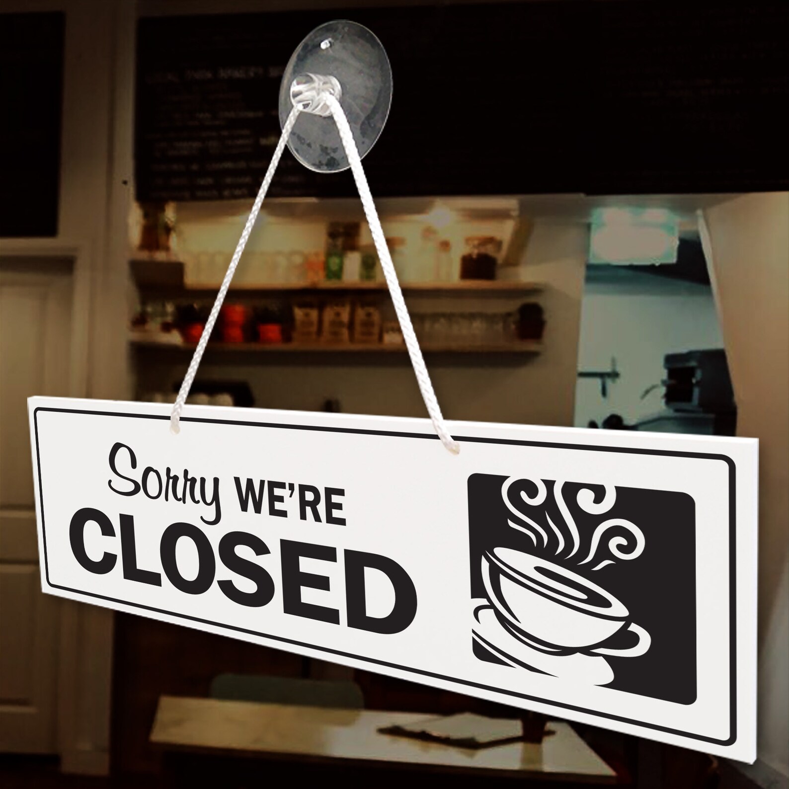 Cafe Open and Closed 3mm Rigid 80mm X 240mm Sign, Shop Window Door - 10 ...