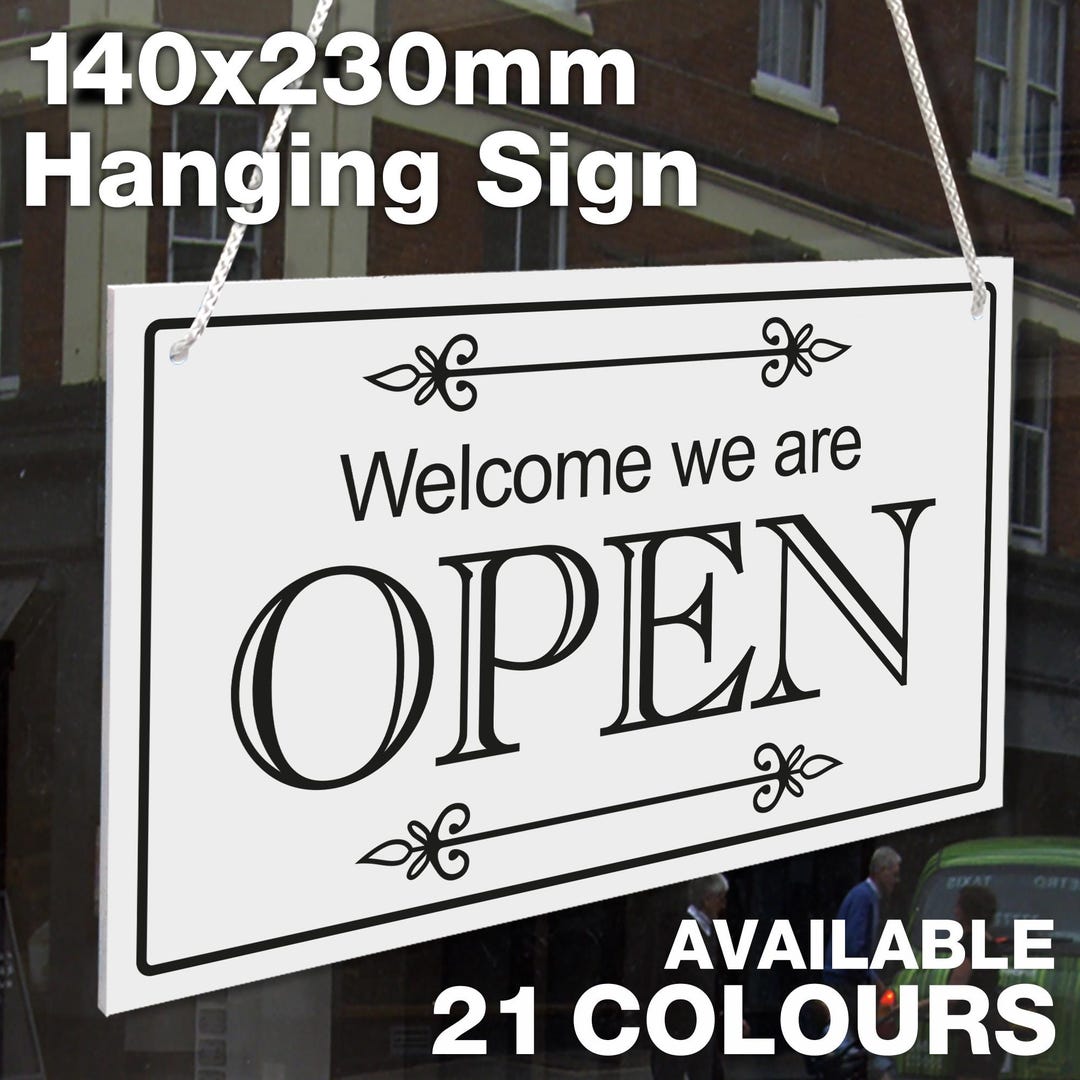 Welcome We Are Open / Sorry We Are Closed 3mm Rigid 140mm X 230mm Sign ...