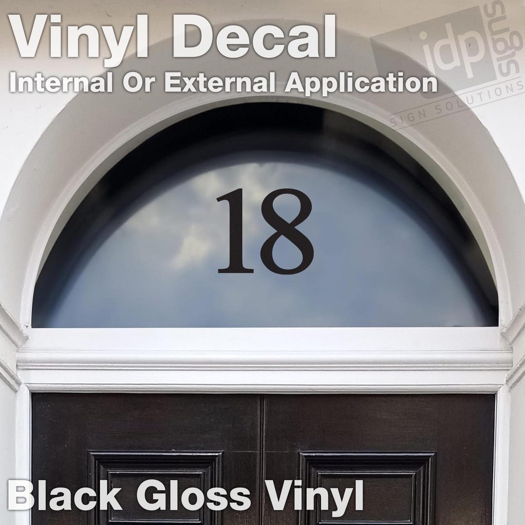Black Fanlight Door House Number Vinyl Decal Sticker - 3 Size Options ...