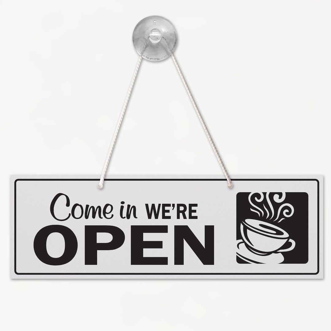 Cafe Open and Closed 3mm Rigid 80mm X 240mm Sign, Shop Window Door - 10 ...