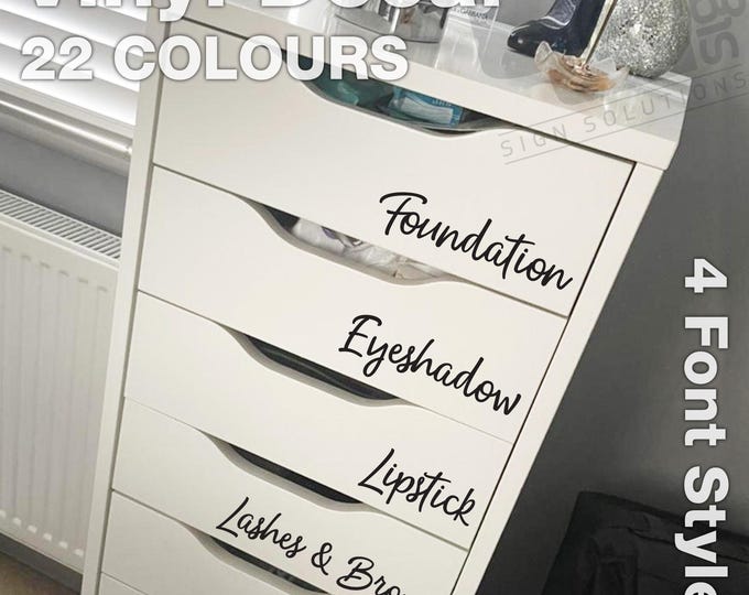 Makeup Organizer Decals, Vinyl Stickers for Make up Storage, Makeup ...