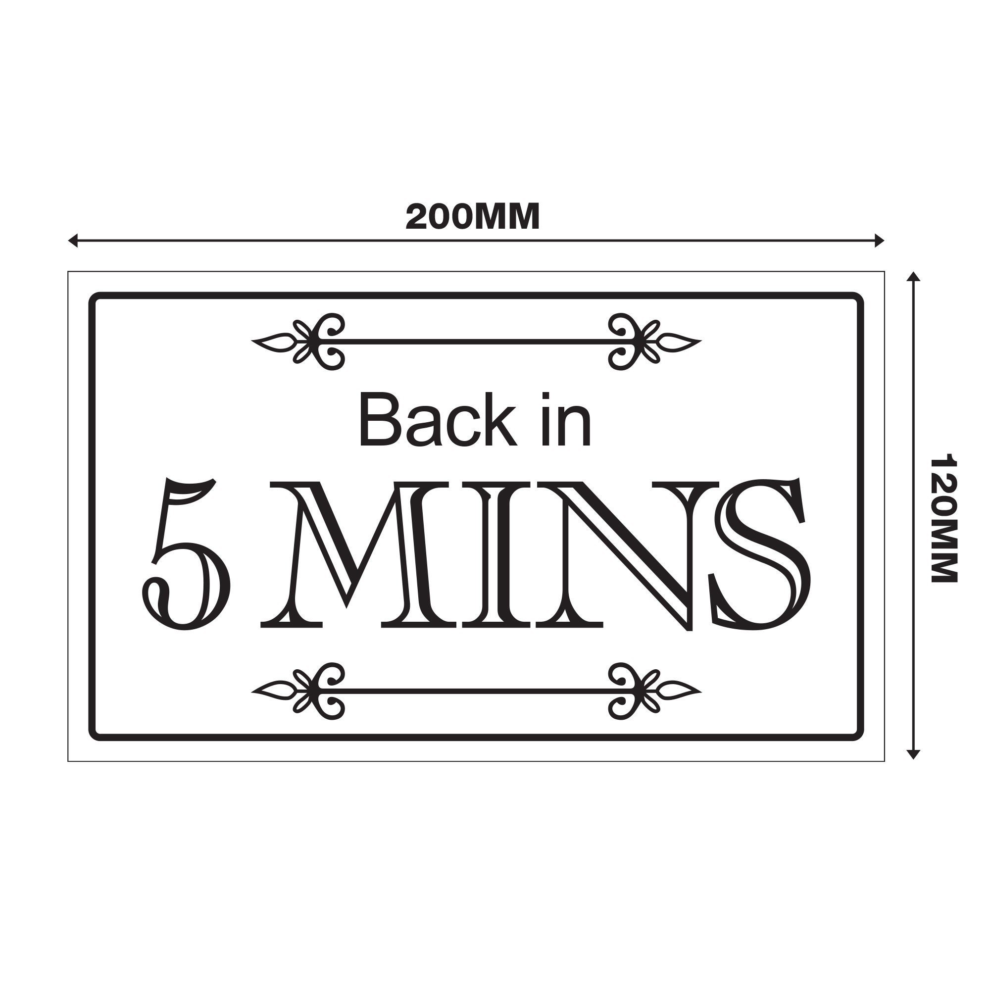 Back in 5 Mins 3mm Rigid 120mm X 200mm Sign 5 Minutes Shop - Etsy UK