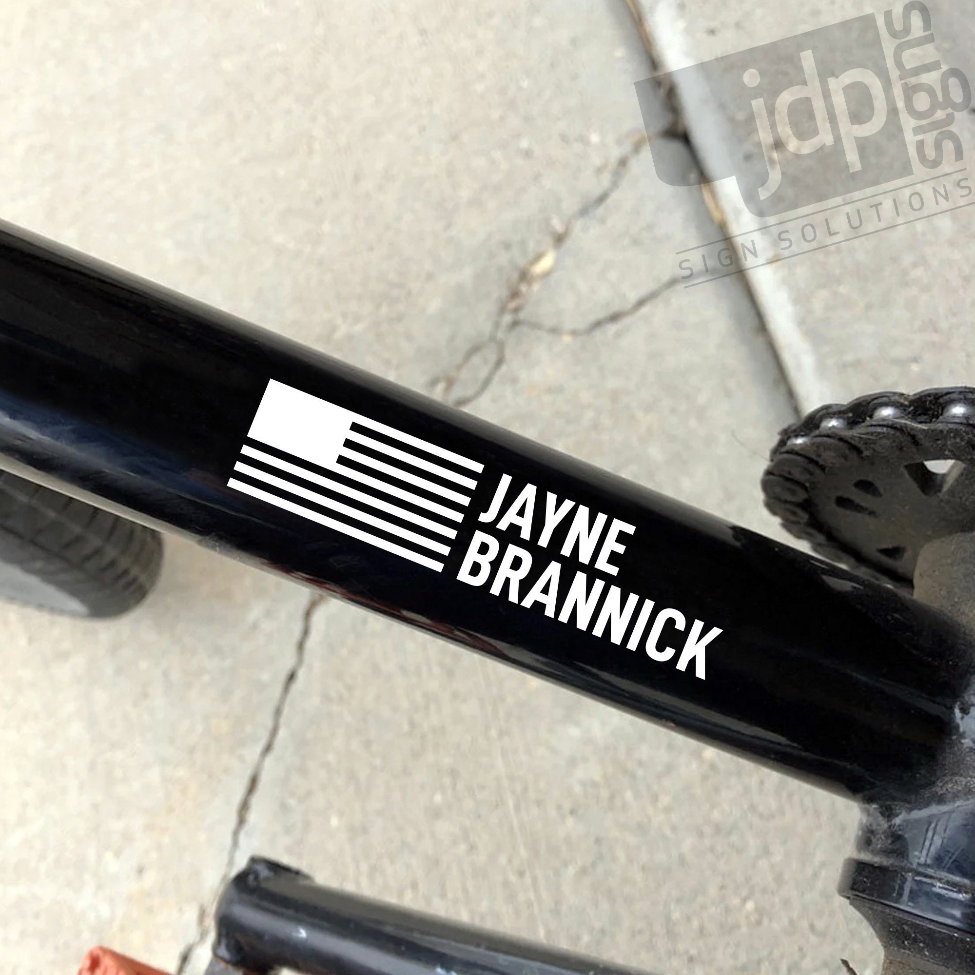 X2 Personalised USA Flag Bike Frame Name Stickers Vinyl Decal - Etsy