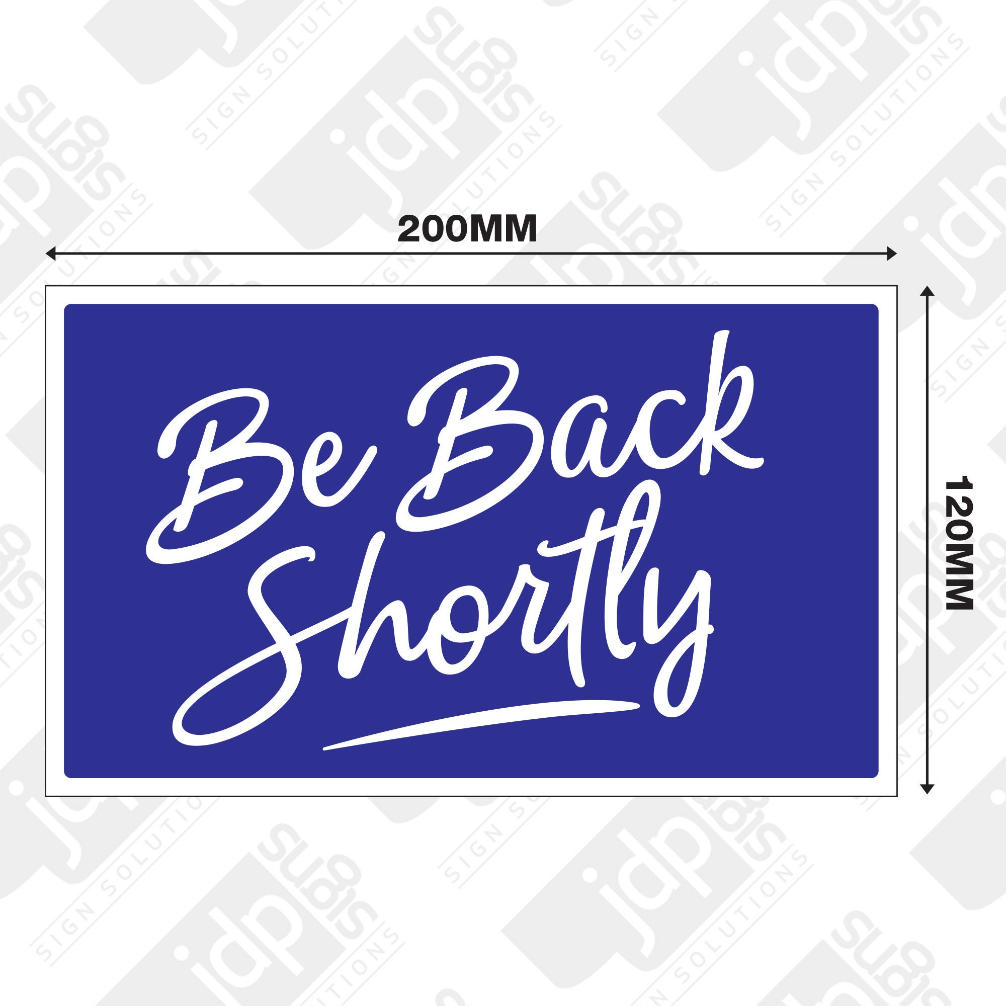 Be Back Shortly 3mm Rigid Hanging 120mm X 200mm Sign Shop | Etsy