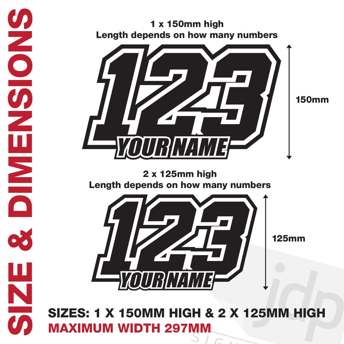 3 X Custom Race Numbers and Name Stickers Motocross Kart Decals Mx Dirt ...