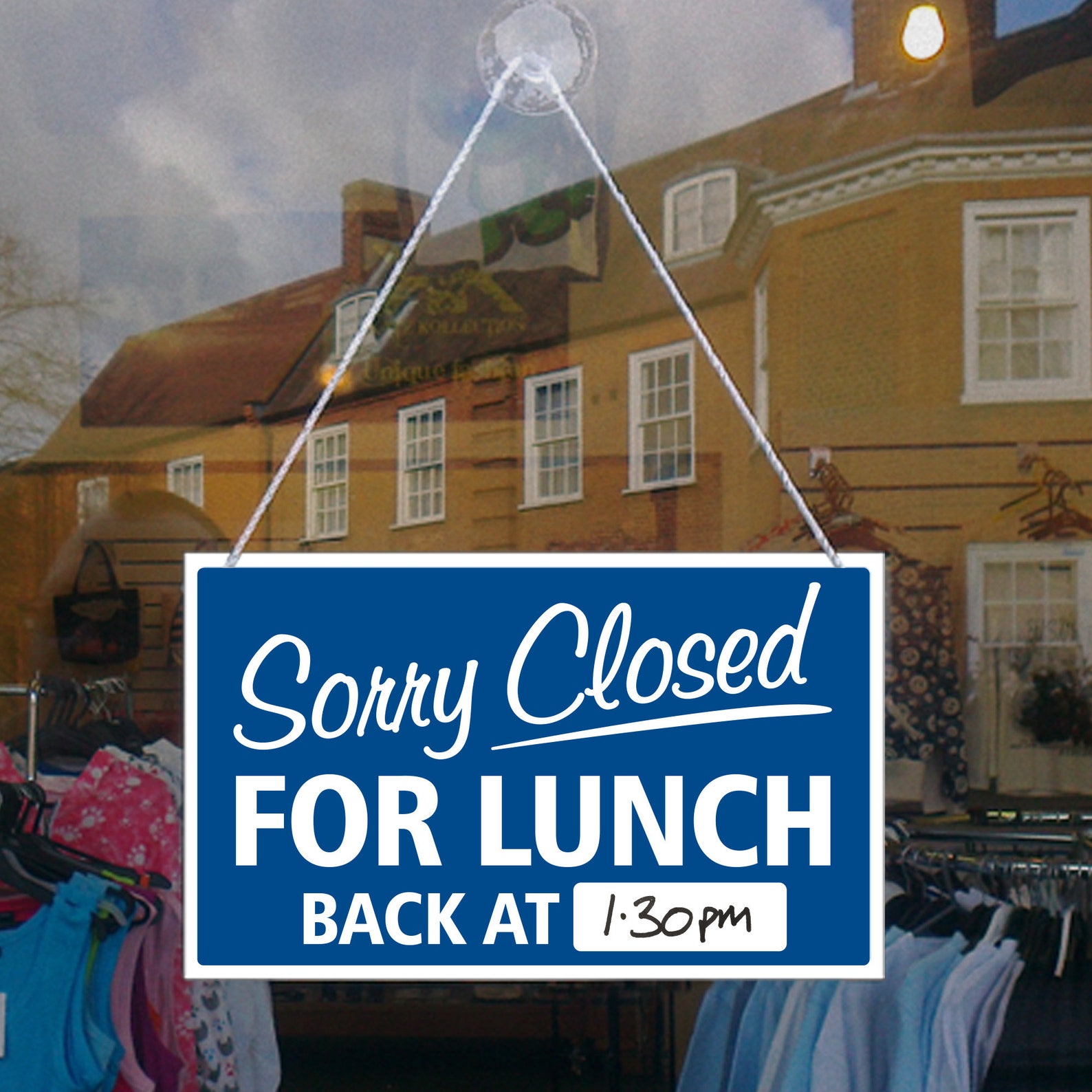 Wipe Area 'sorry Closed for Lunch - Back At' Hanging Shop Door Sign 3mm ...