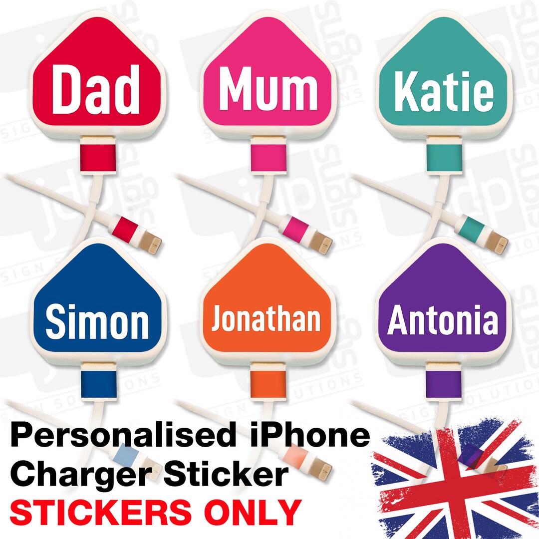IPhone Charger Sticker Personalised USB Decal Set Plug STICKER ONLY ...