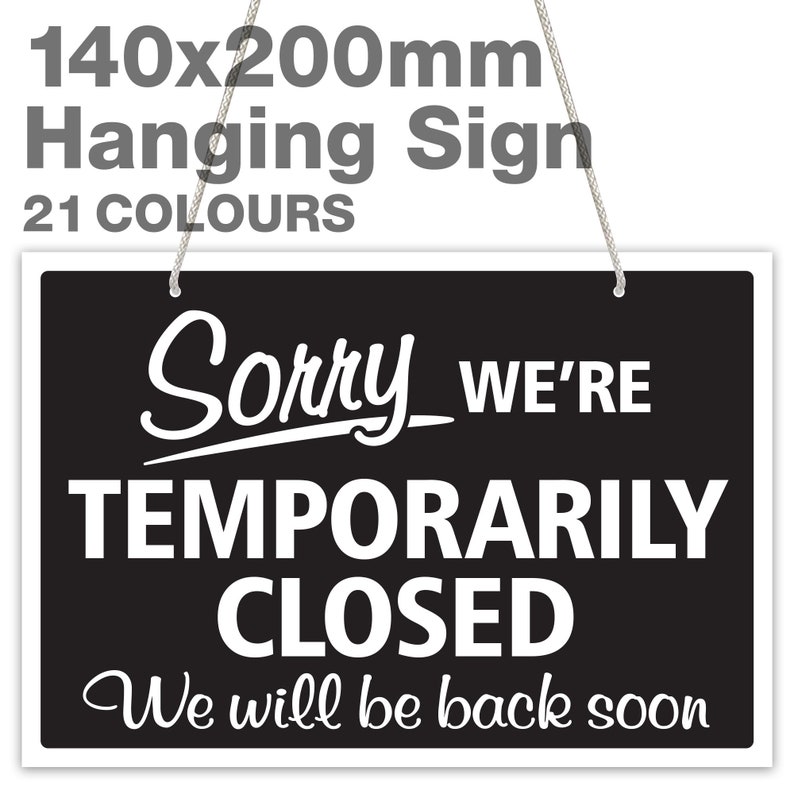 Sorry We're Temporarily Closed 3mm Rigid 140mm X 200mm - Etsy