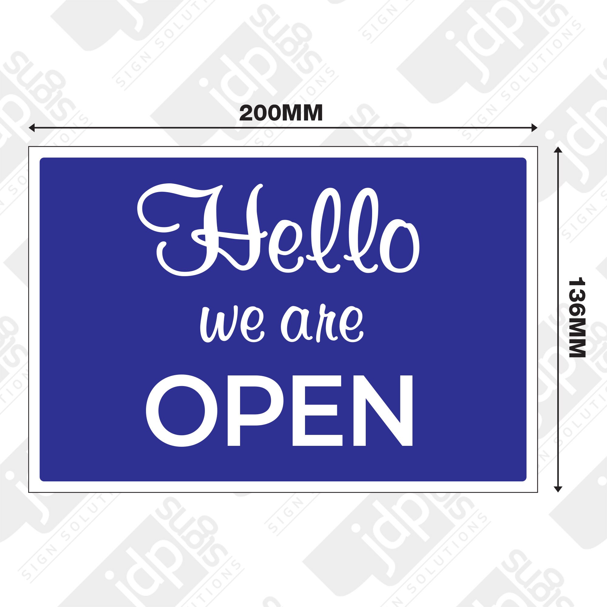 Hello We Are Open / Sorry We Are Closed 3mm Rigid 136mm X 200mm Sign ...