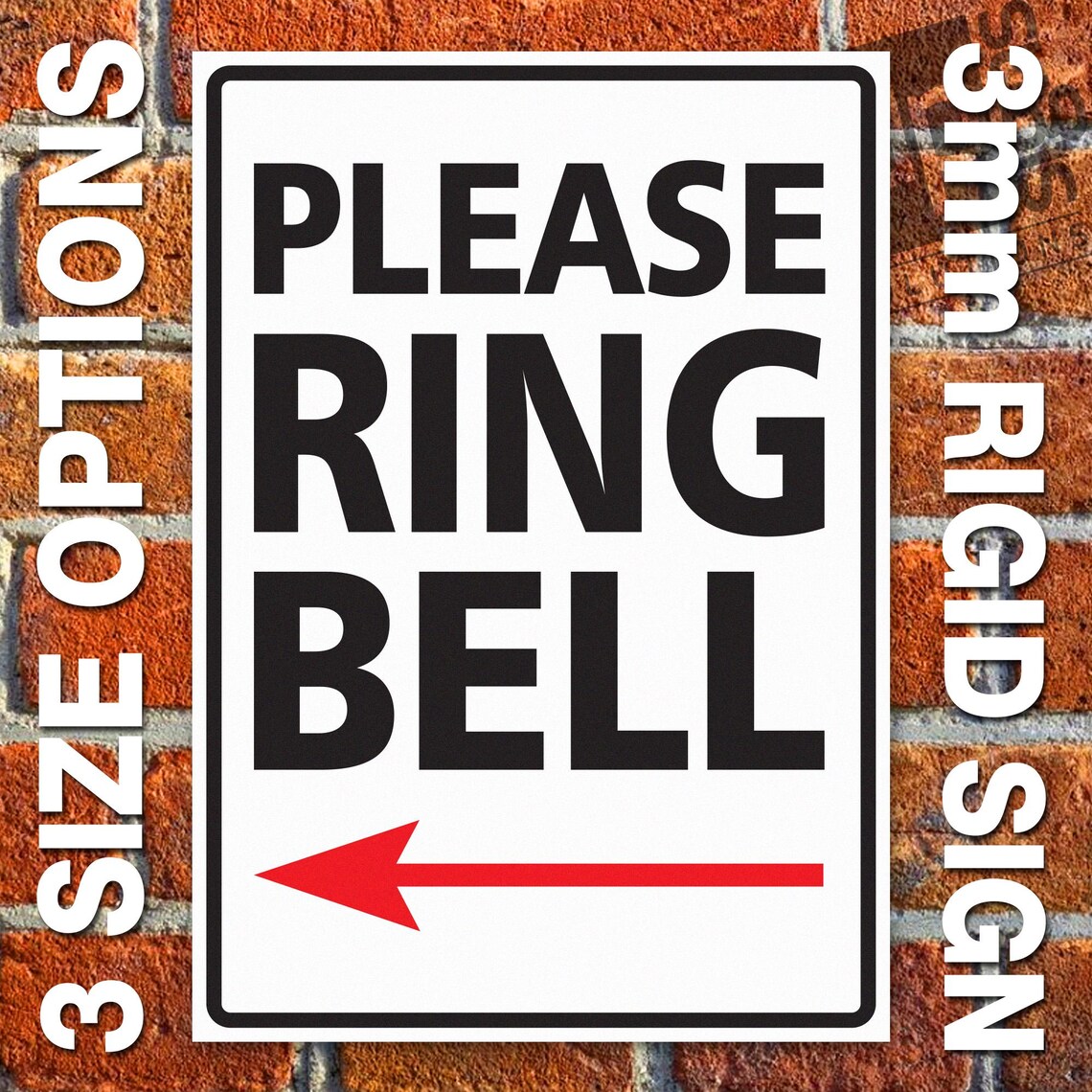 Please Ring Bell - Left Arrow Pointing - External 3mm Rigid PVC Sign ...