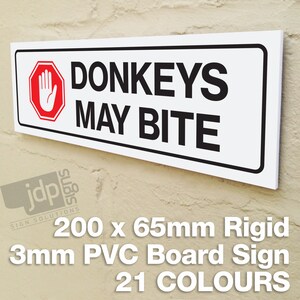 Caution Donkeys May Bite Warning Sign 3mm Rigid PVC Board Sign - Etsy