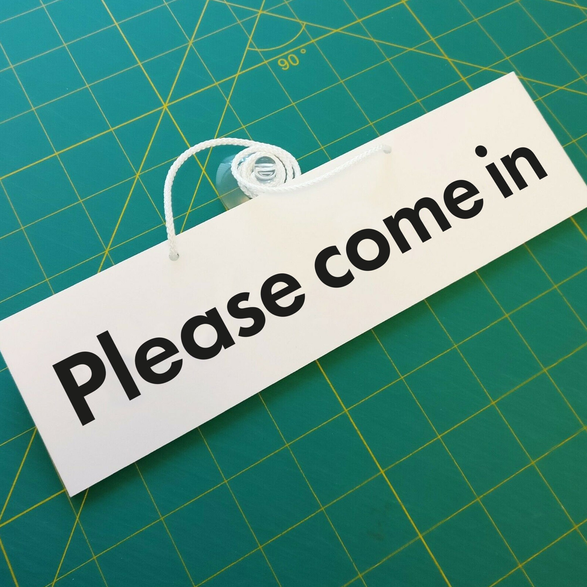 Please Come In, Please Wait 3mm Rigid Hanging Sign 65mm X 240mm, Social ...