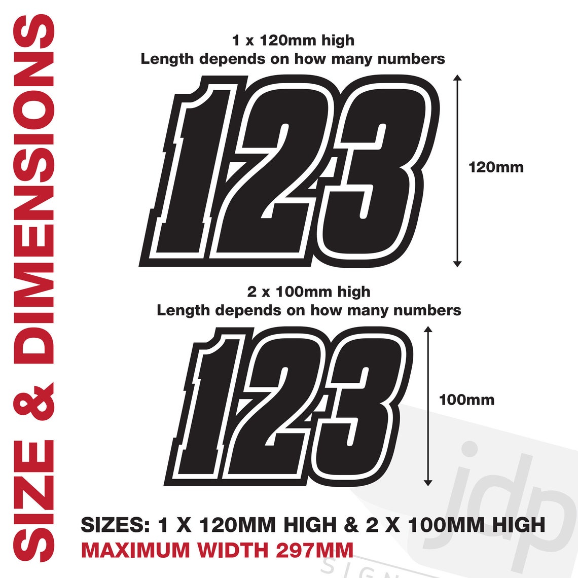 3 X Custom Race Numbers Vinyl Stickers Motocross Kart Decals Mx Dirt ...